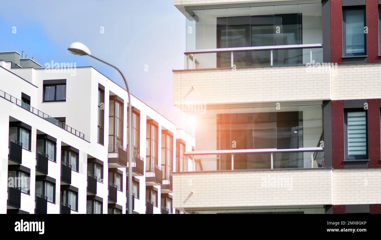 Apartments in residential complex. Housing structure at modern house ...