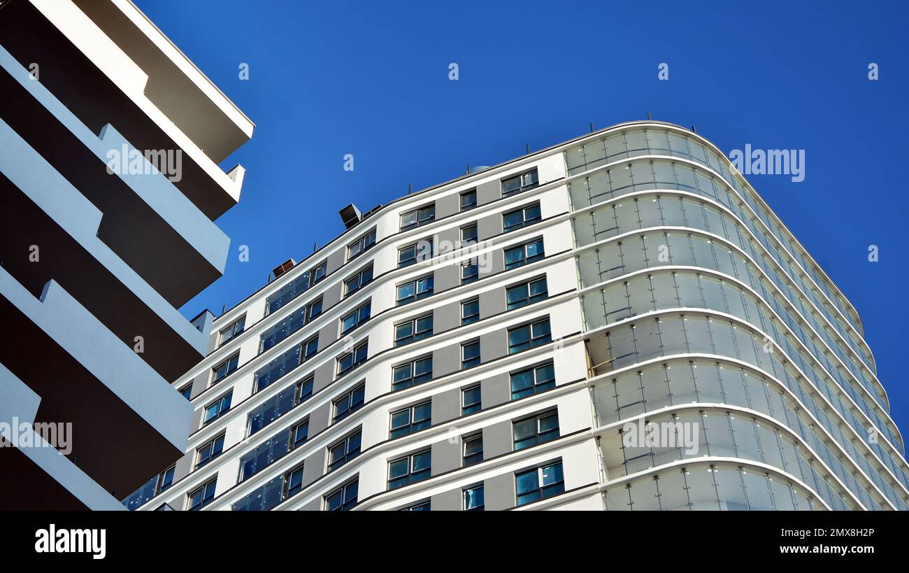 Apartments in residential complex. Housing structure at modern house ...
