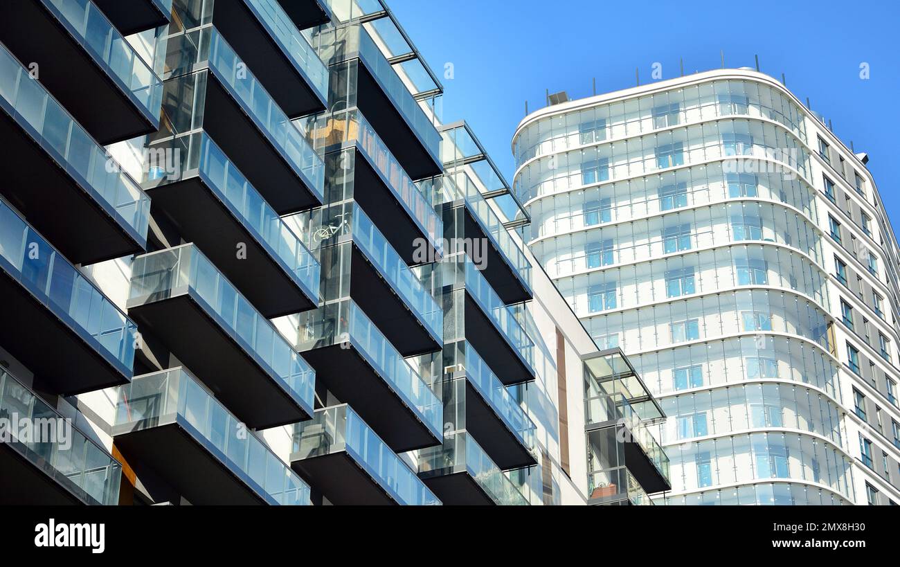 Apartments in residential complex. Housing structure at modern house ...