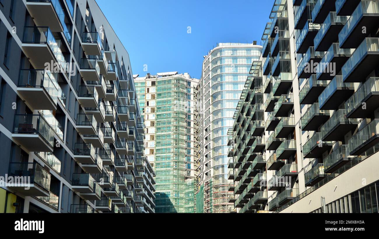 Apartments in residential complex. Housing structure at modern house ...