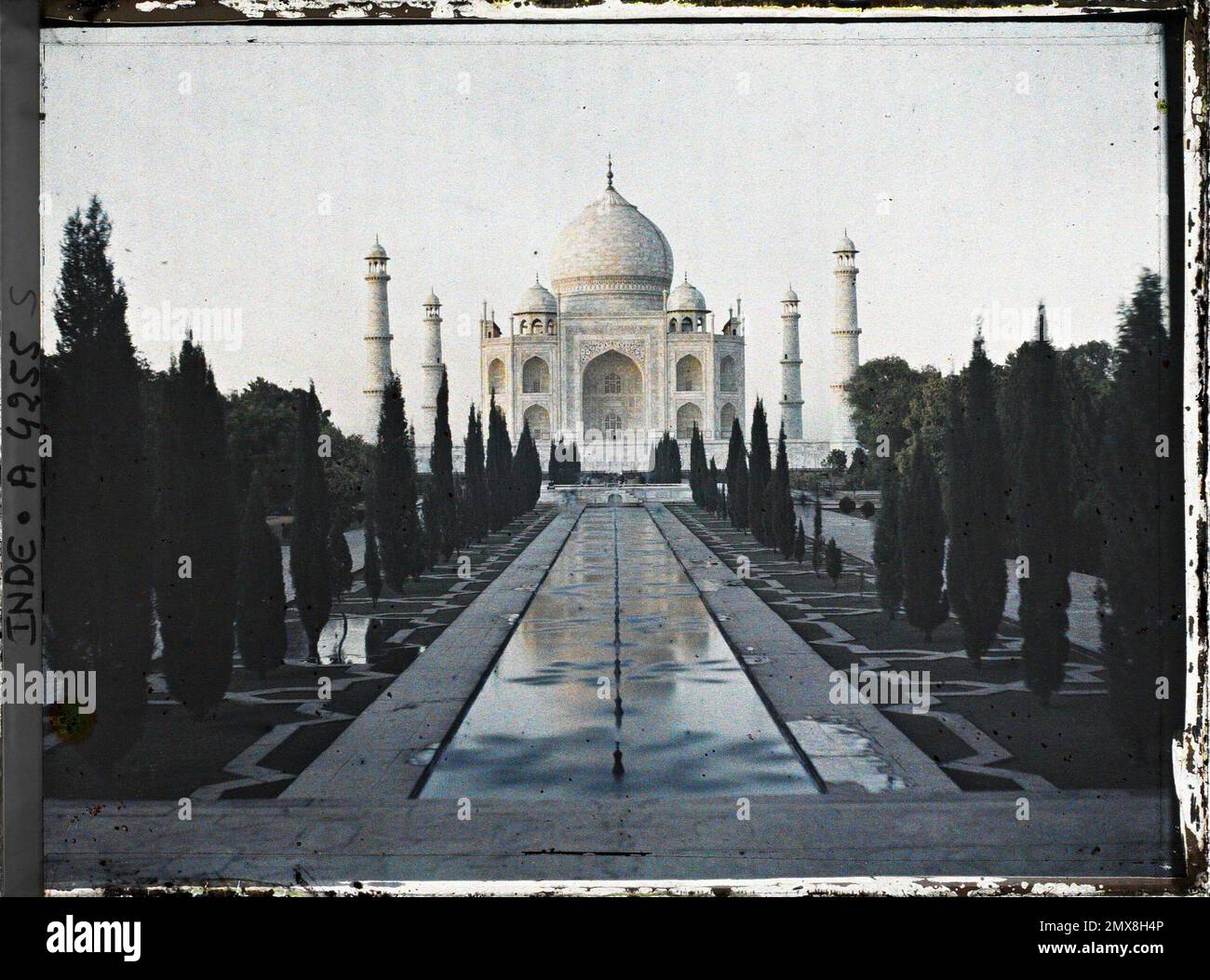 Agra, Indes the great axial canal and the mausoleum of Taj Mahal , 1913 ...