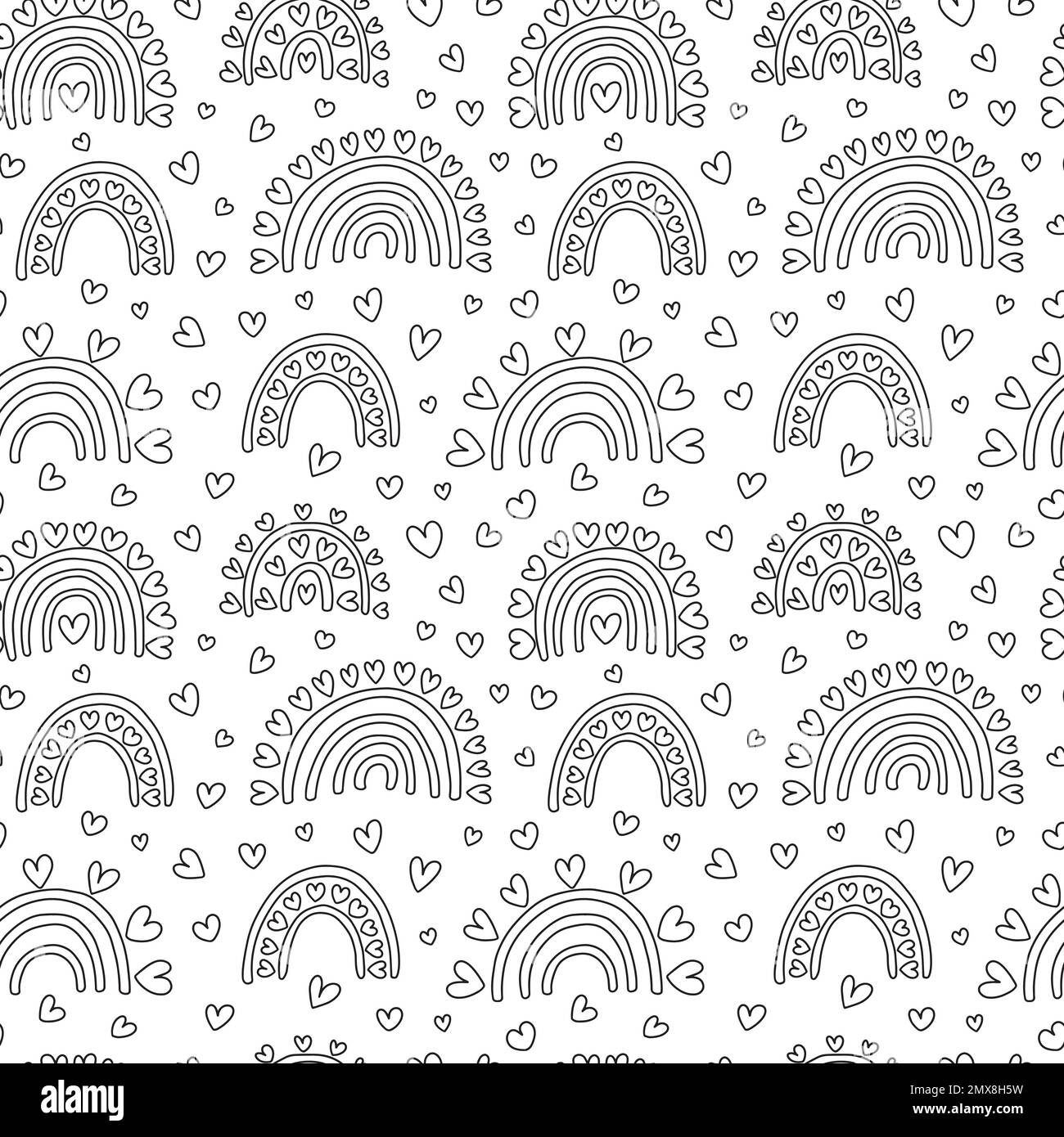 Cute doodle love rainbows seamless pattern Stock Vector Image & Art - Alamy