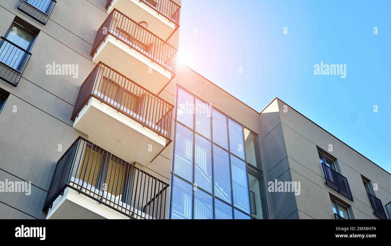 Apartments in residential complex. Housing structure at modern house ...