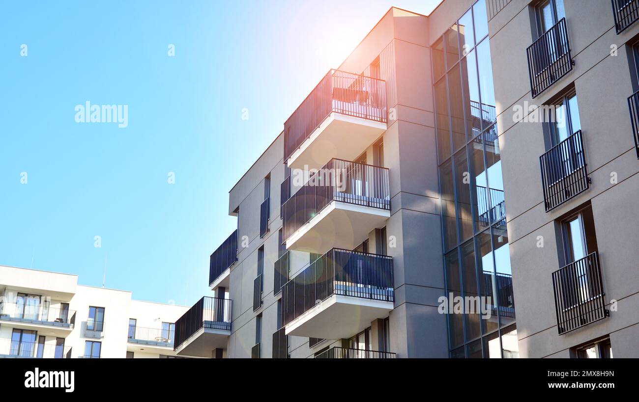 Apartments in residential complex. Housing structure at modern house ...