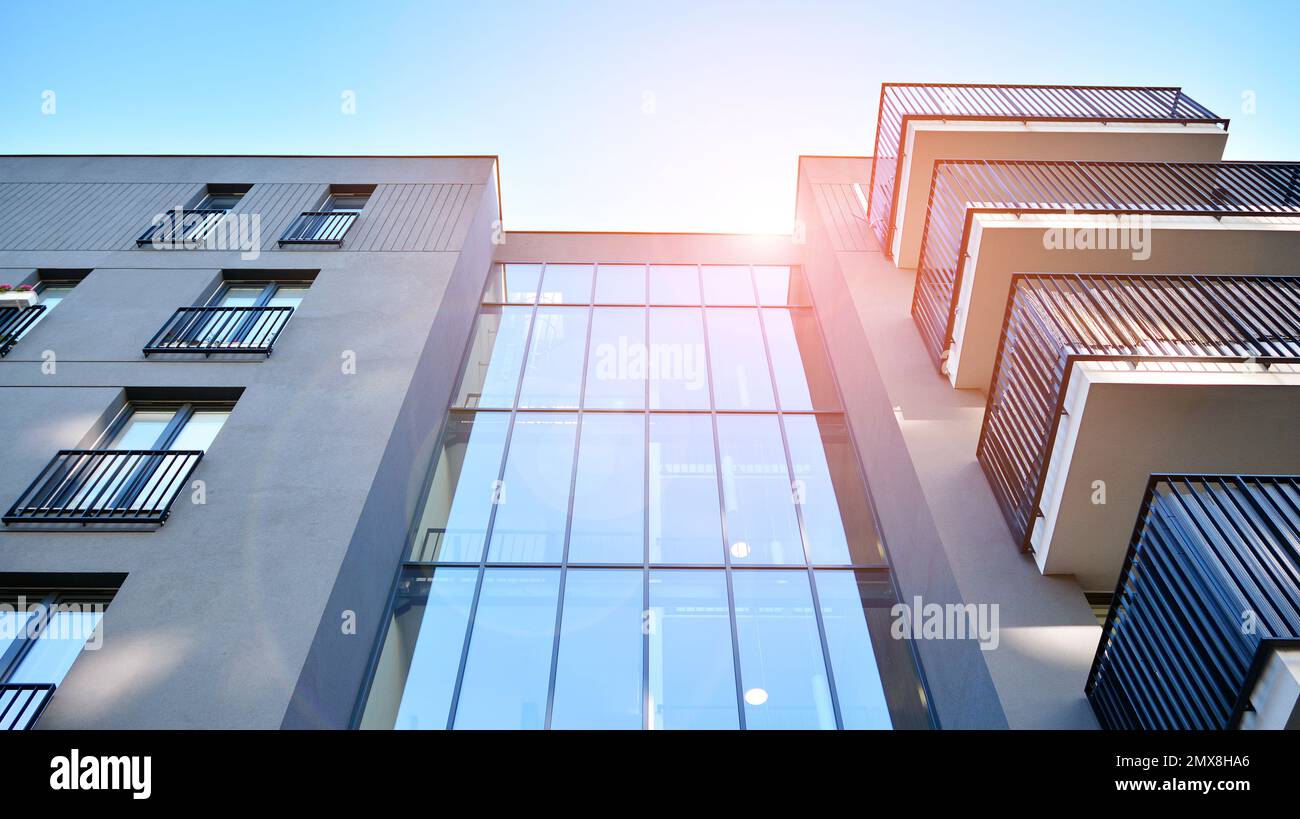 Apartments in residential complex. Housing structure at modern house ...
