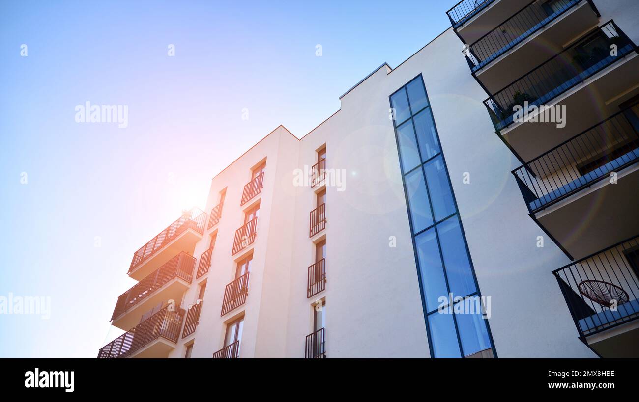 Apartments in residential complex. Housing structure at modern house ...