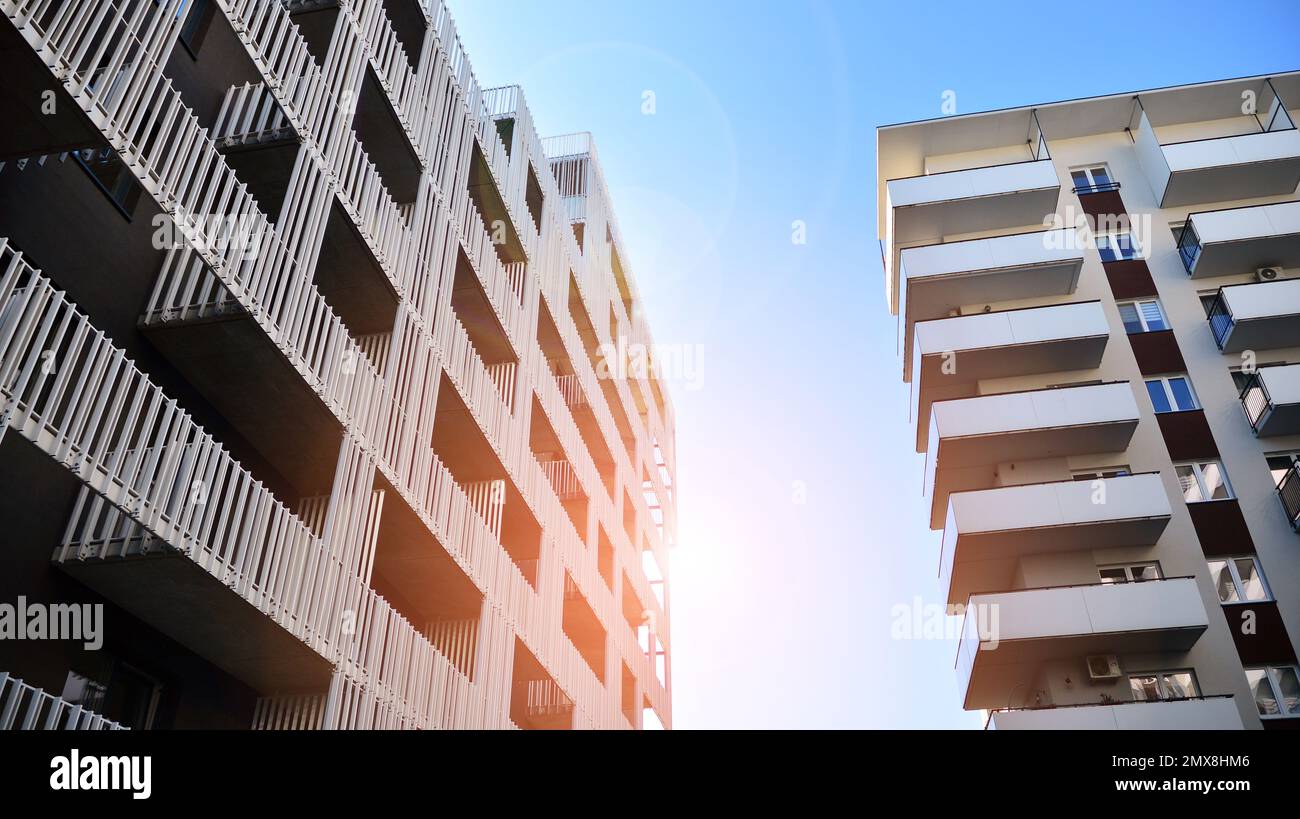 Apartments in residential complex. Housing structure at modern house ...