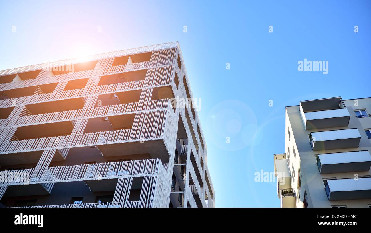Apartments in residential complex. Housing structure at modern house ...