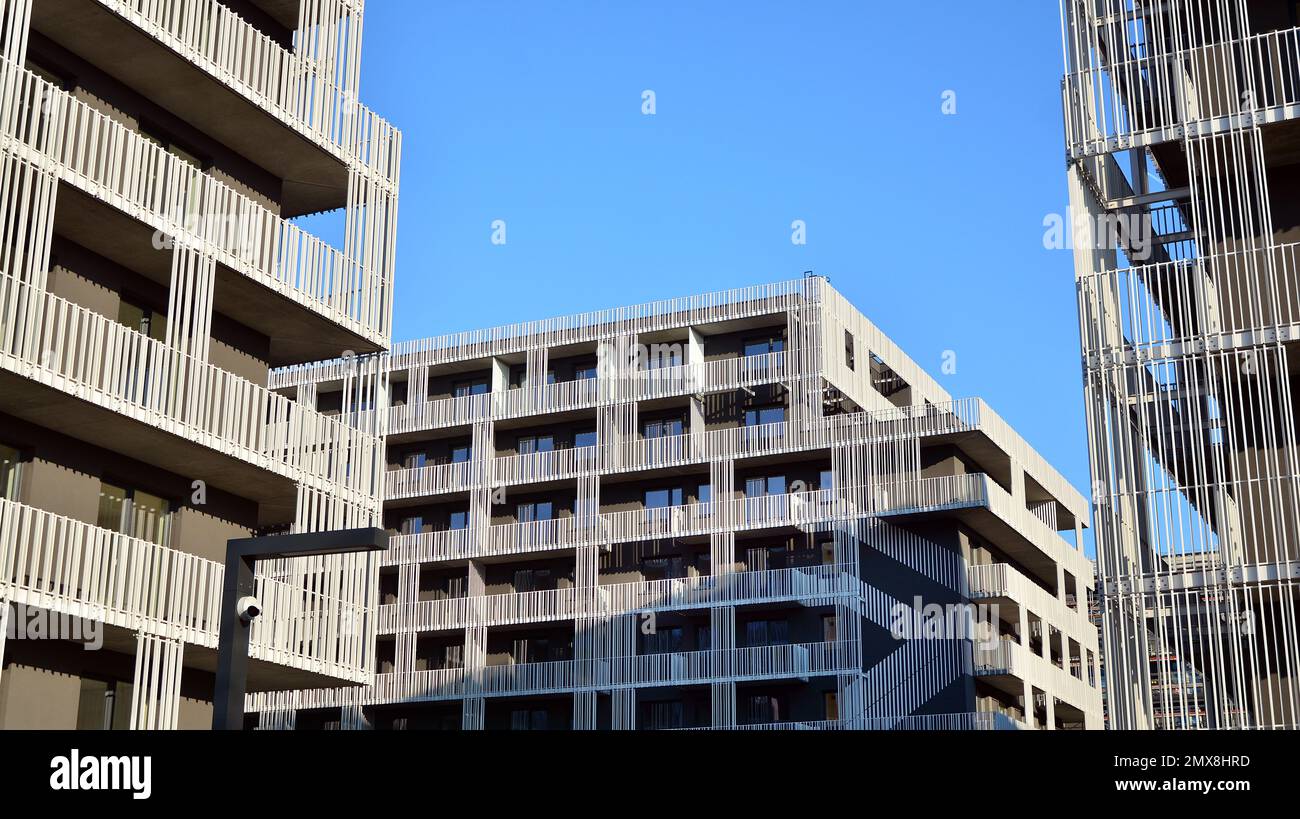 Apartments in residential complex. Housing structure at modern house ...