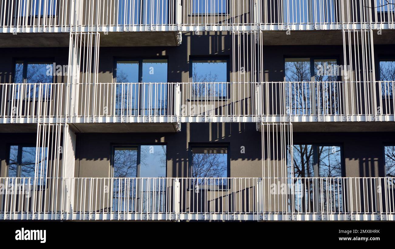 Apartments in residential complex. Housing structure at modern house ...