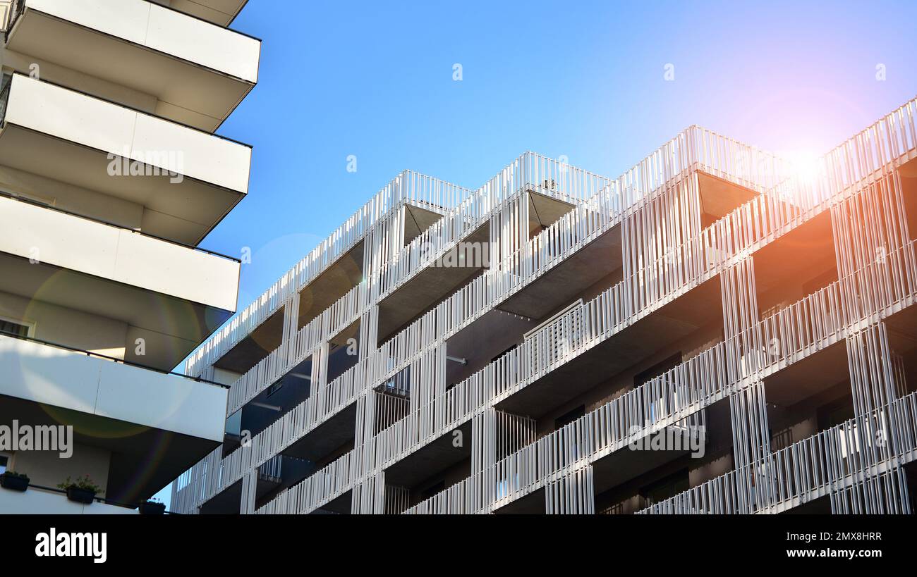 Apartments in residential complex. Housing structure at modern house ...