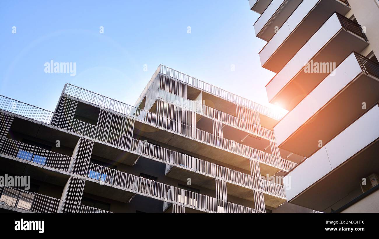 Apartments in residential complex. Housing structure at modern house ...