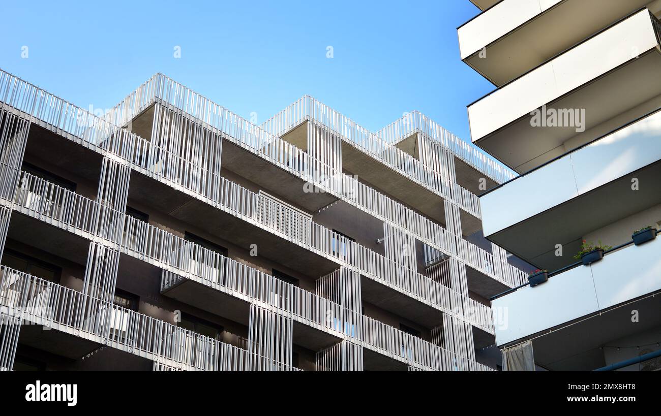 Apartments in residential complex. Housing structure at modern house ...