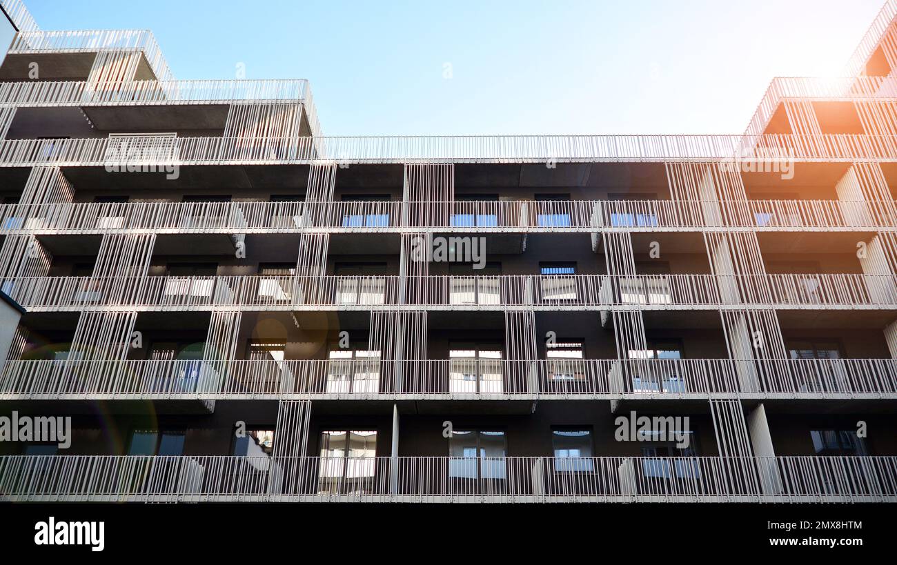 Apartments in residential complex. Housing structure at modern house ...