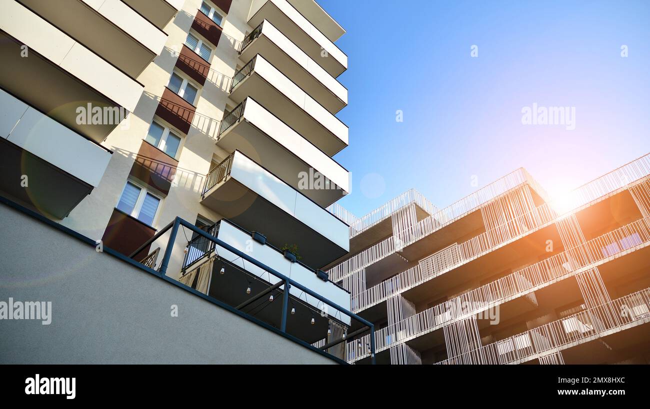 Apartments in residential complex. Housing structure at modern house ...