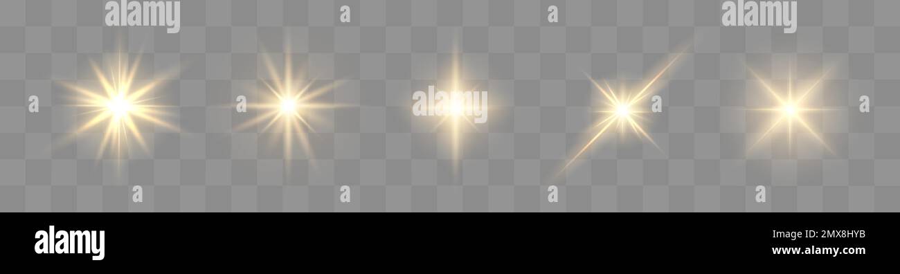 Set of Shine glowing stars. Vector Golden Sparks isolated Stock Vector Image & Art - Alamy
