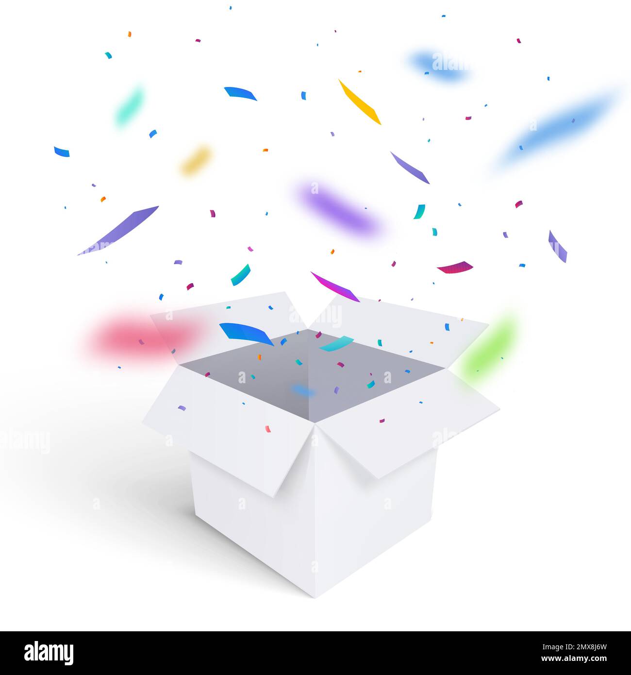Open gift box with confetti burst. Vector background Stock Vector Image ...