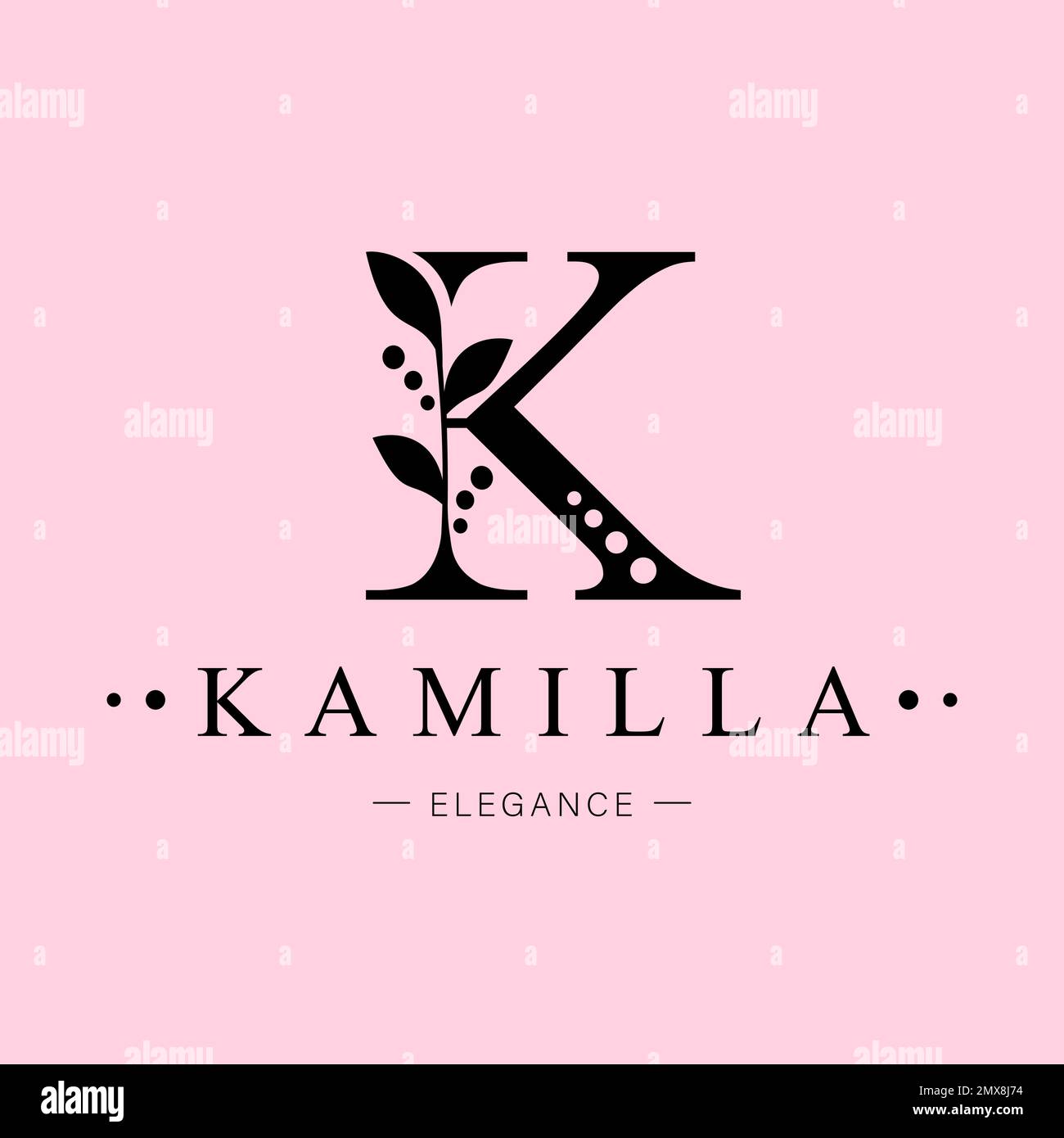 Logo, capital letter k. Monogram of Botanical Minimalistic with natural ...