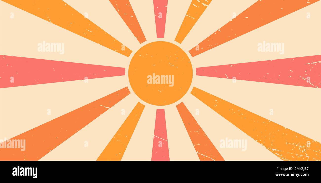 Groovy 70s Retro Sunburst Poster Vintage Sunburst Background