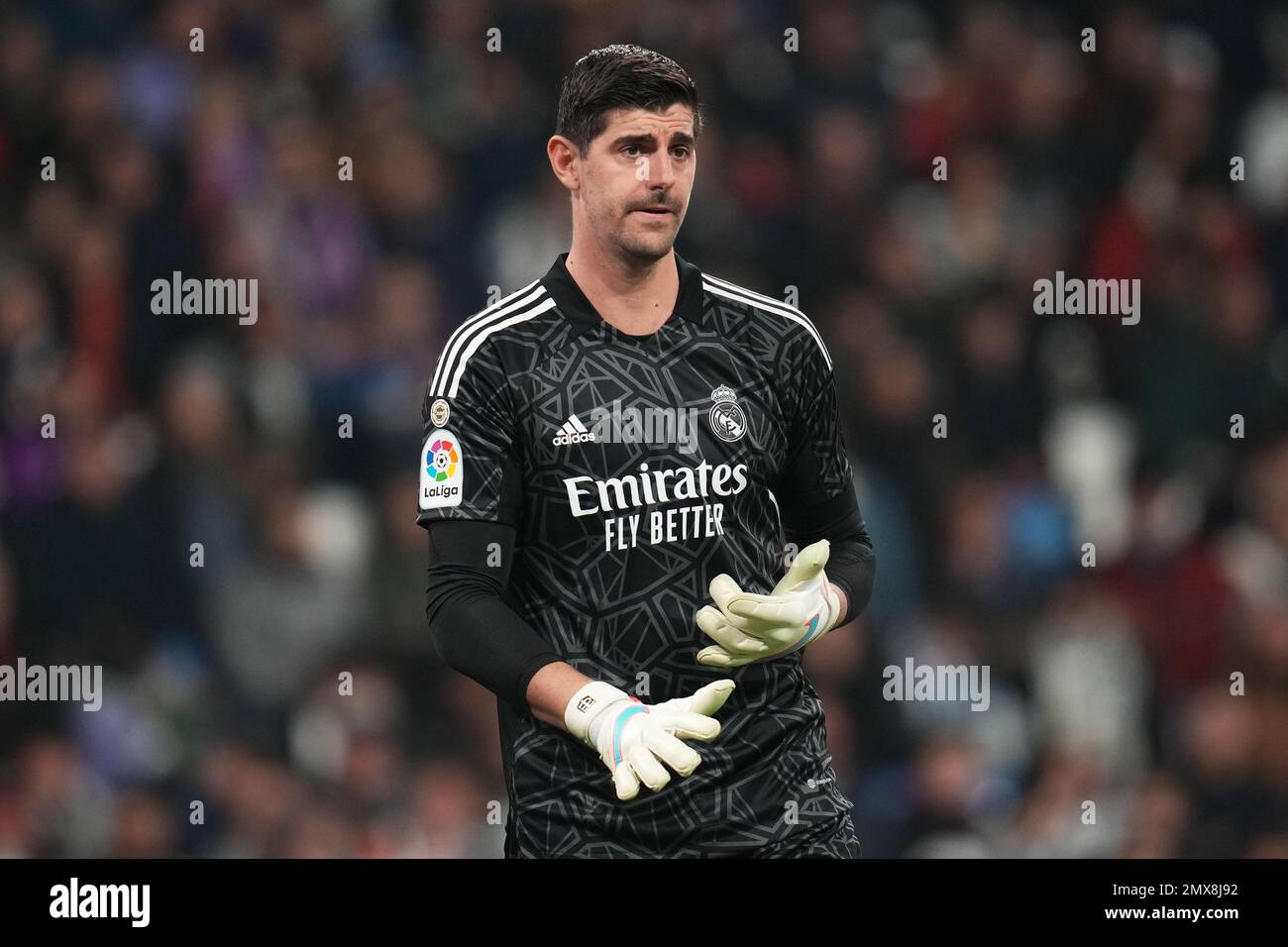 Madrid, Spain. 02/02/2023, Thibaut Courtois of Real Madrid during the ...