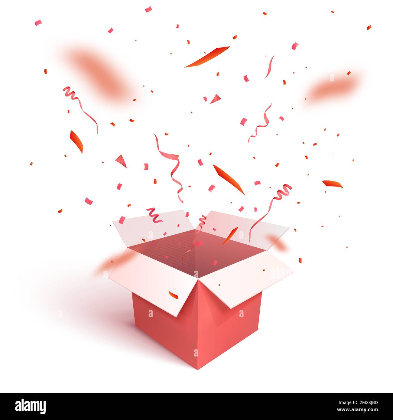 Open gift box with confetti burst. Vector background Stock Vector Image ...