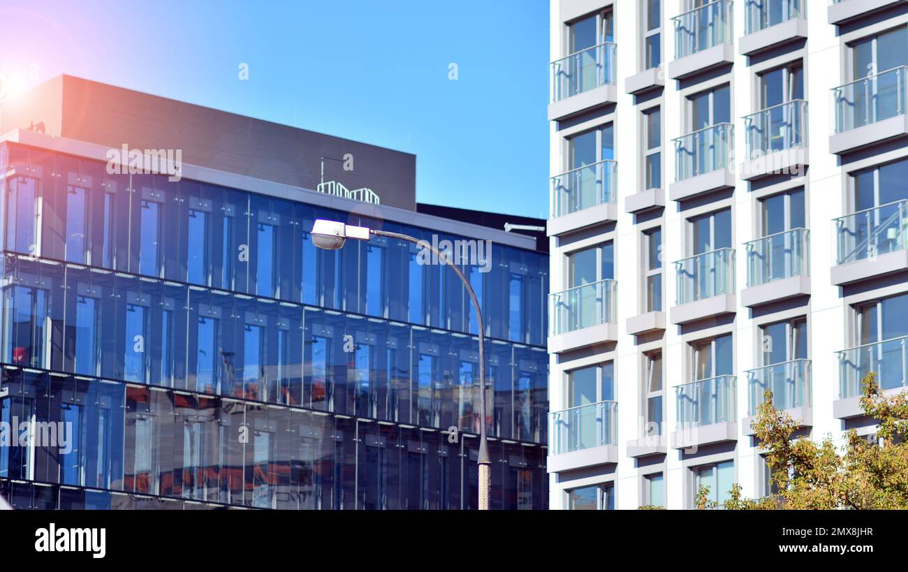 Modern apartment building. Modern urban architecture and details of ...