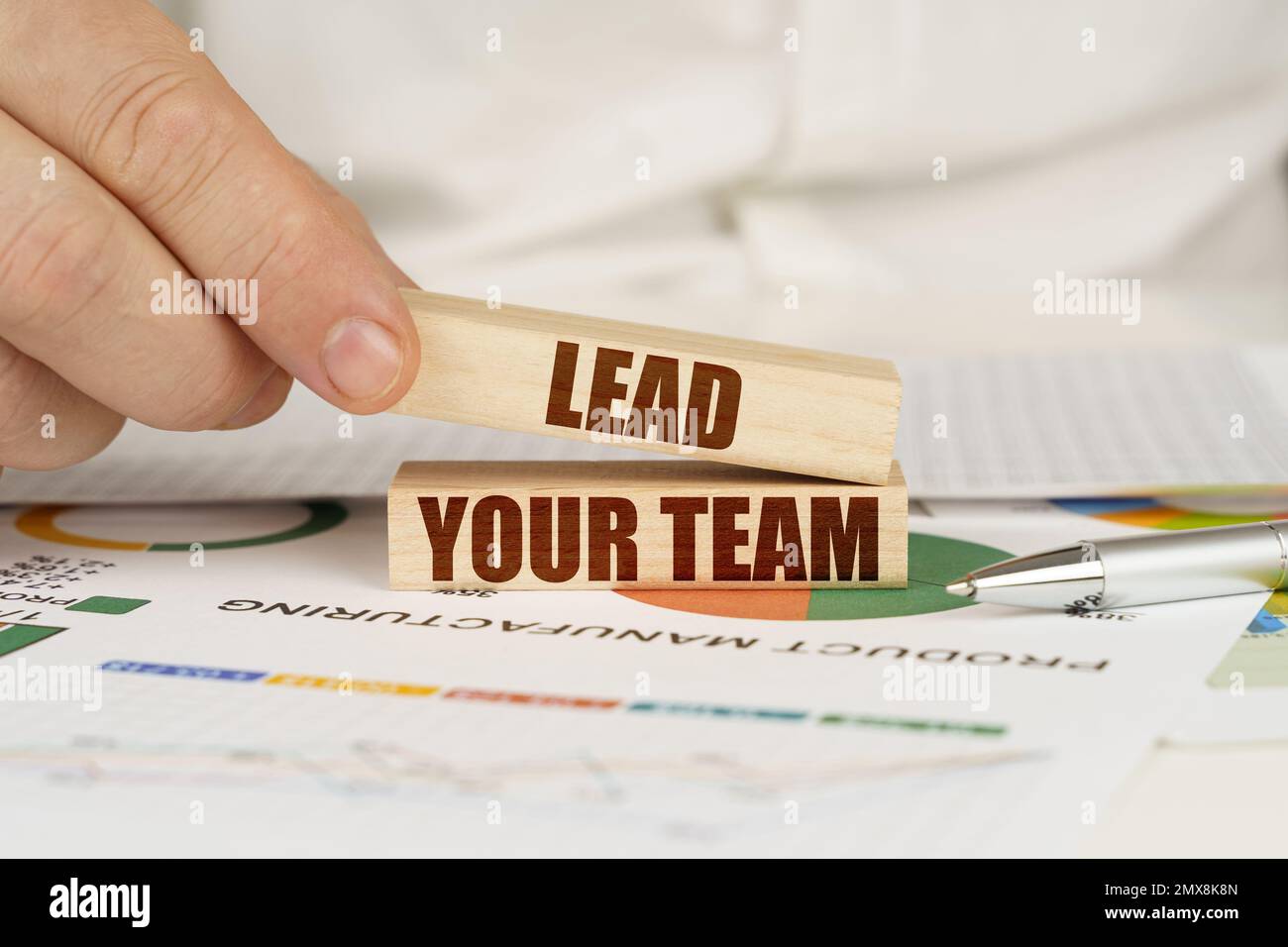 Business concept. On the table are business charts and diagrams in the ...