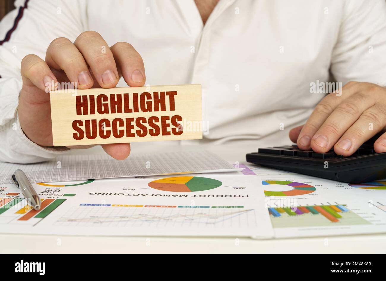 Business concept. On the table are business charts and diagrams in the ...