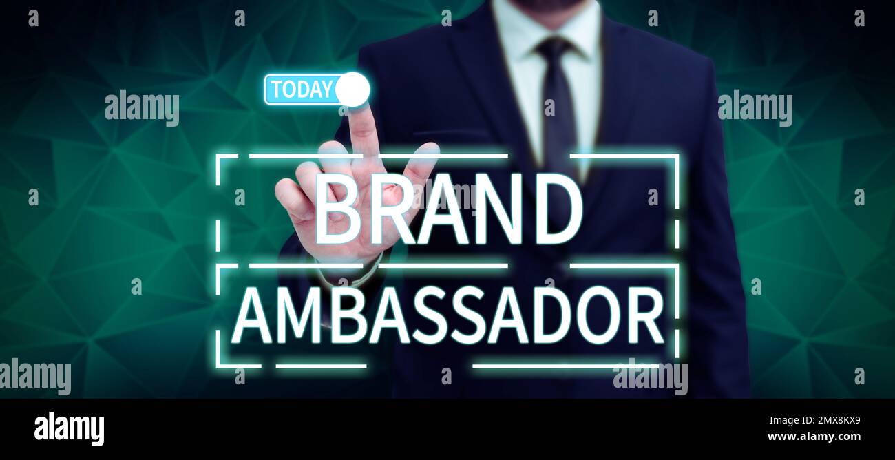 Hand writing sign Brand Ambassador. Conceptual photo agent accredited ...