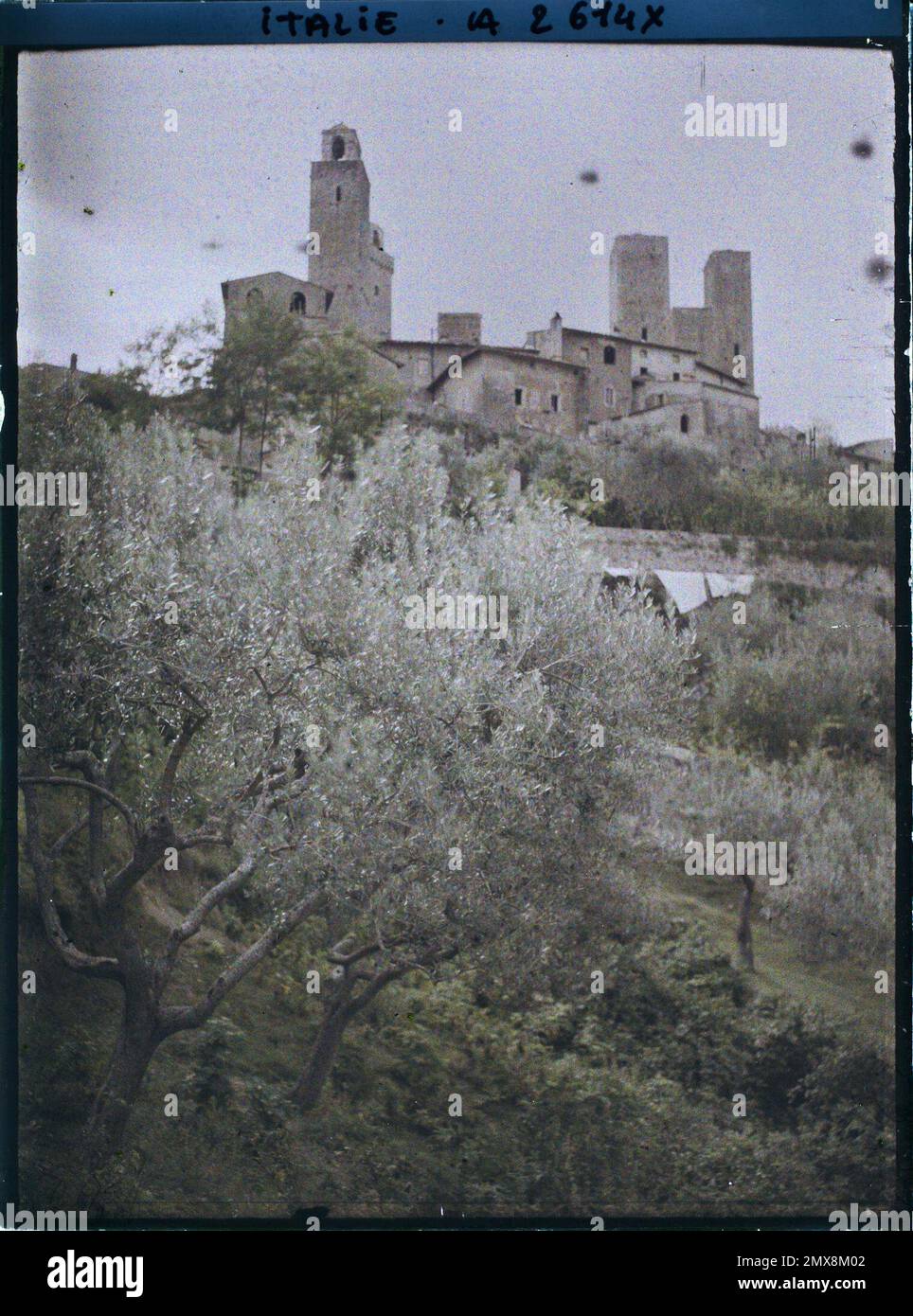 Landscape tower fortified architecture middle ages vegetation b hi-res ...