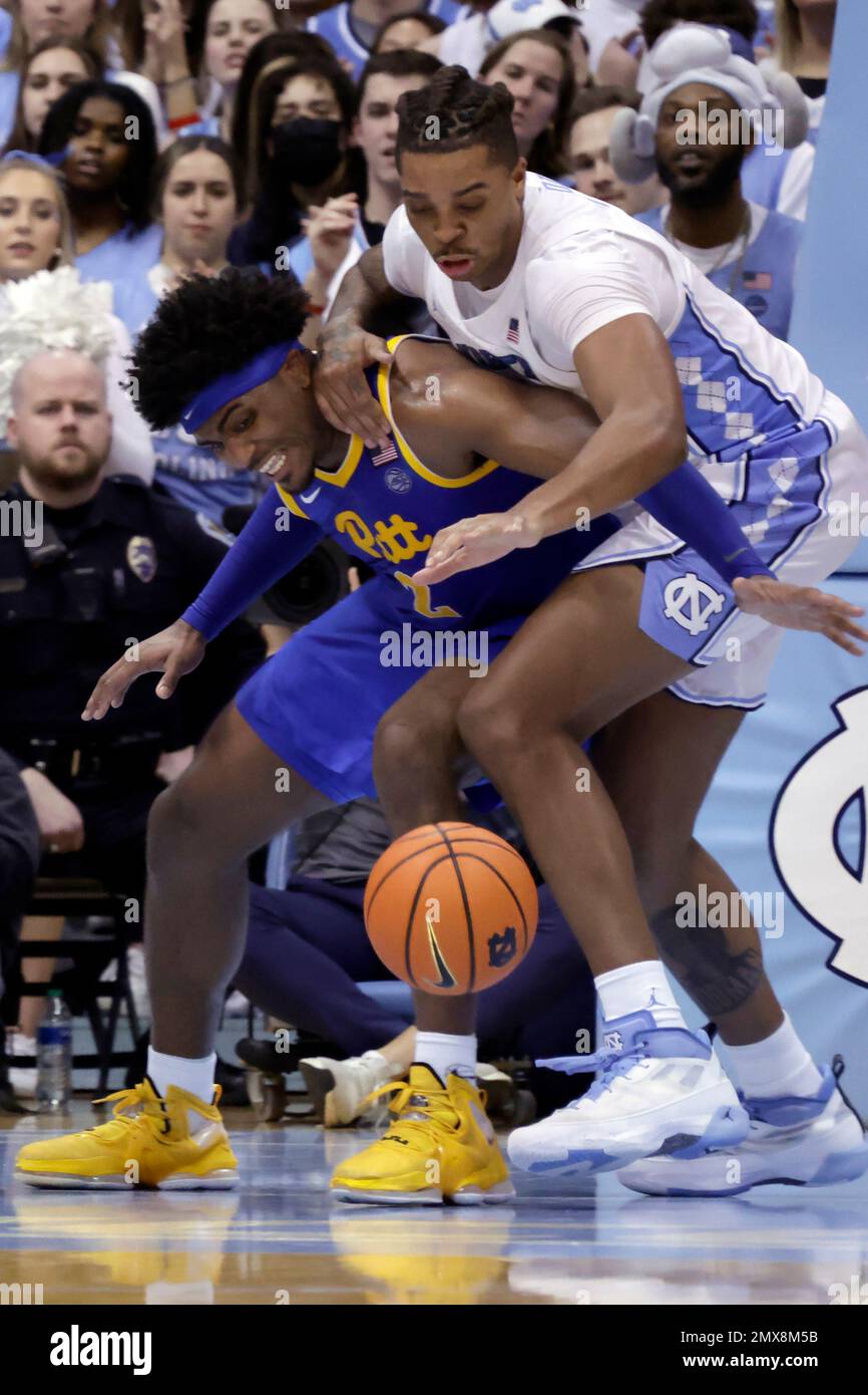 Pittsburgh forward Blake Hinson (2) and North Carolina forward Armando ...