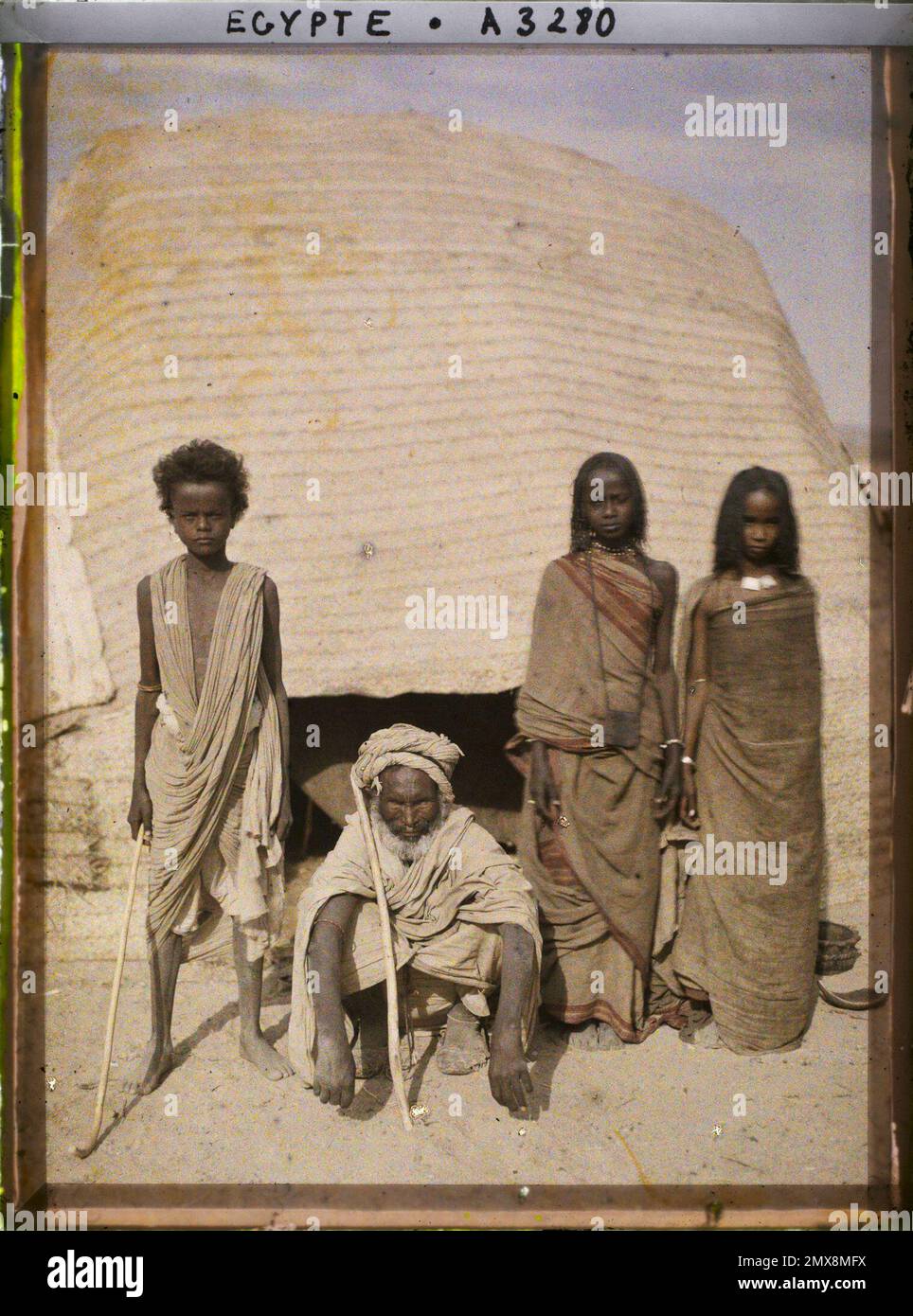 Assouan, Egypt, Africa three children and an old man bishari pose for ...
