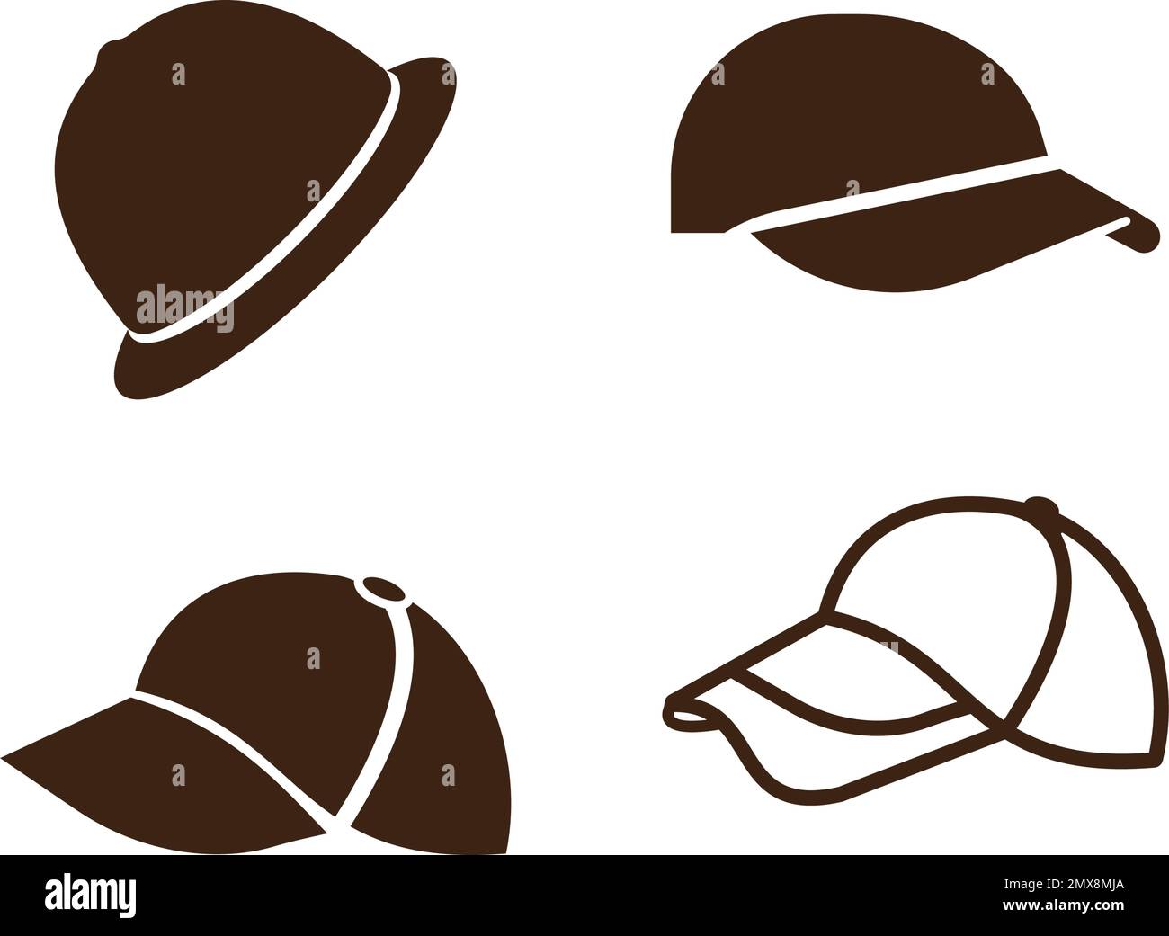 set of Baseball hat logo icon design vector illustration Stock Vector ...