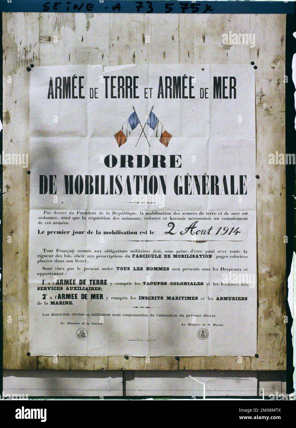 Paris, France displays the general mobilization of August 2, 1914 ... Paris, France displays the general mobilization of August 2, 1914 ...