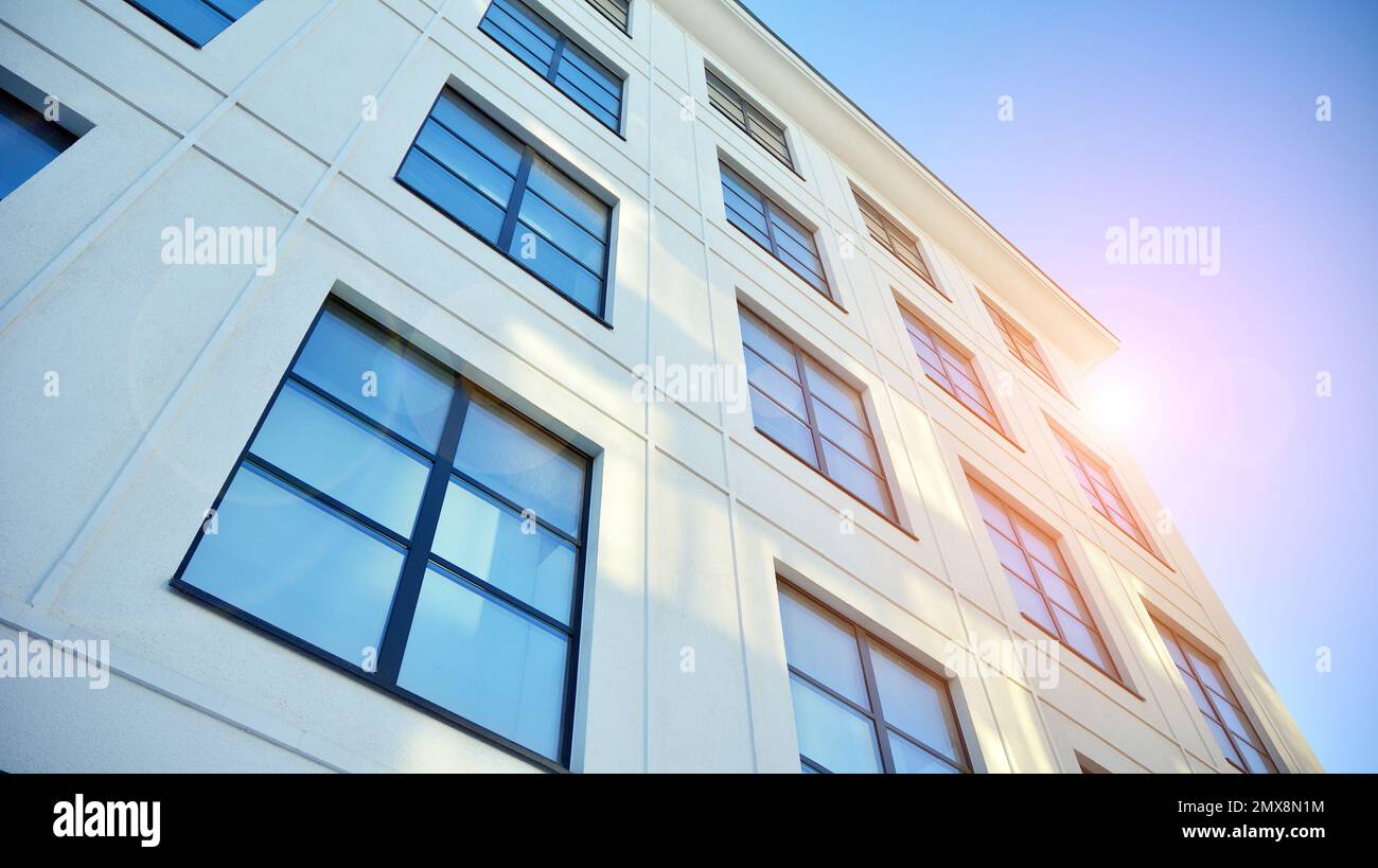 Exterior of a high modern multi-story apartment building - facade ...