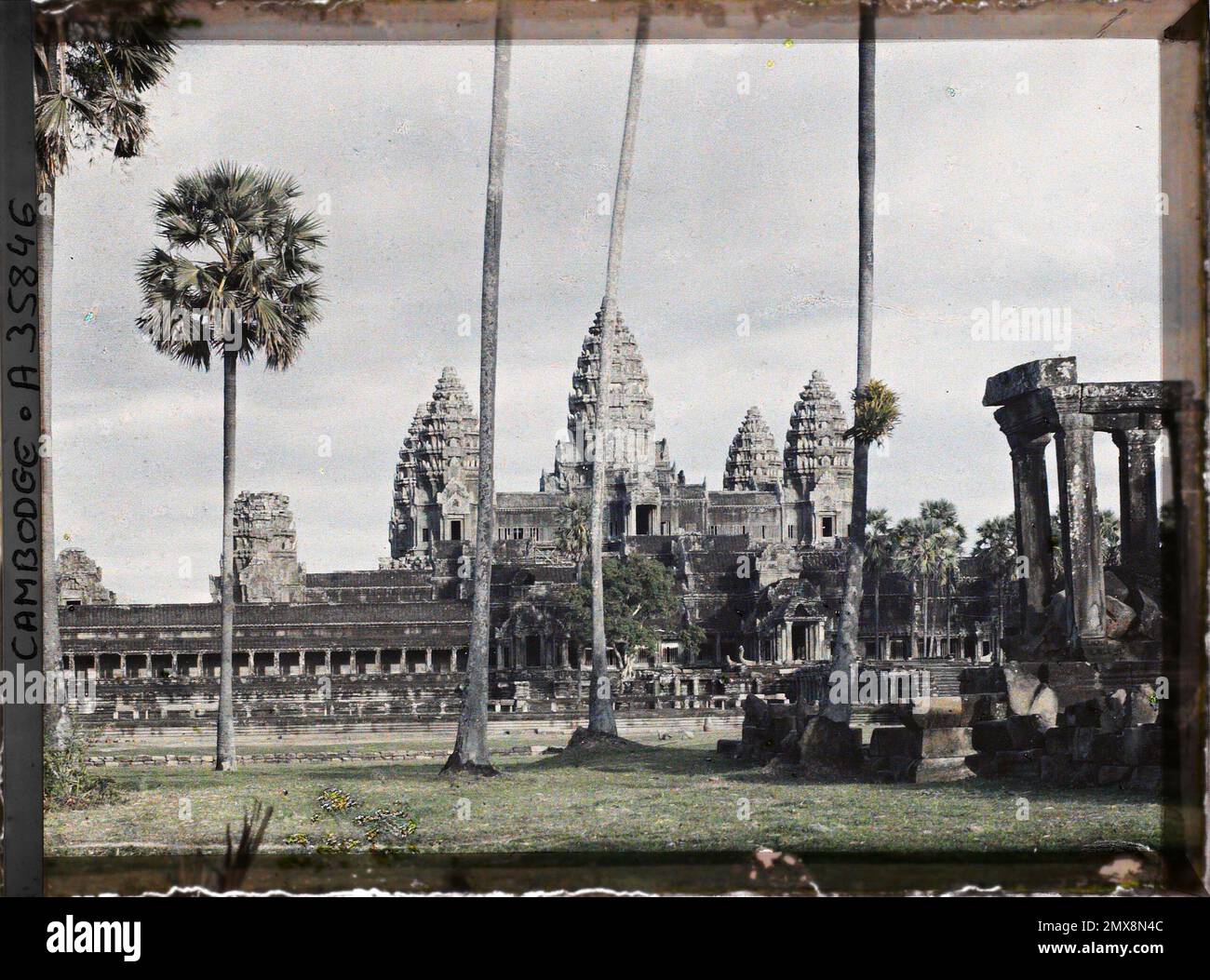 Angkor, Cambodia, Indochina The central part of the three-level pyramid ...