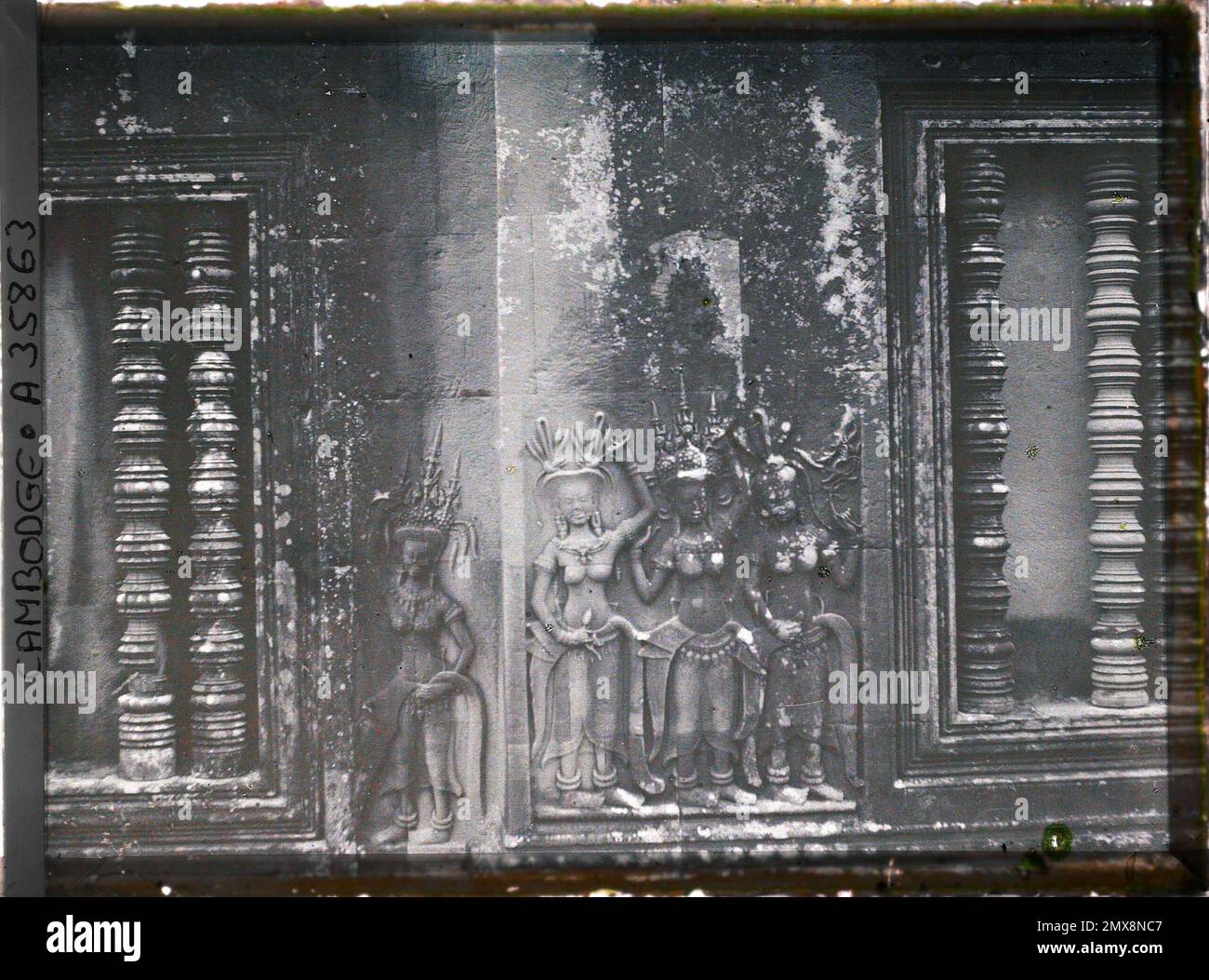 Angkor, Cambodia, Indochina a relief of Apsaras carved between two ...