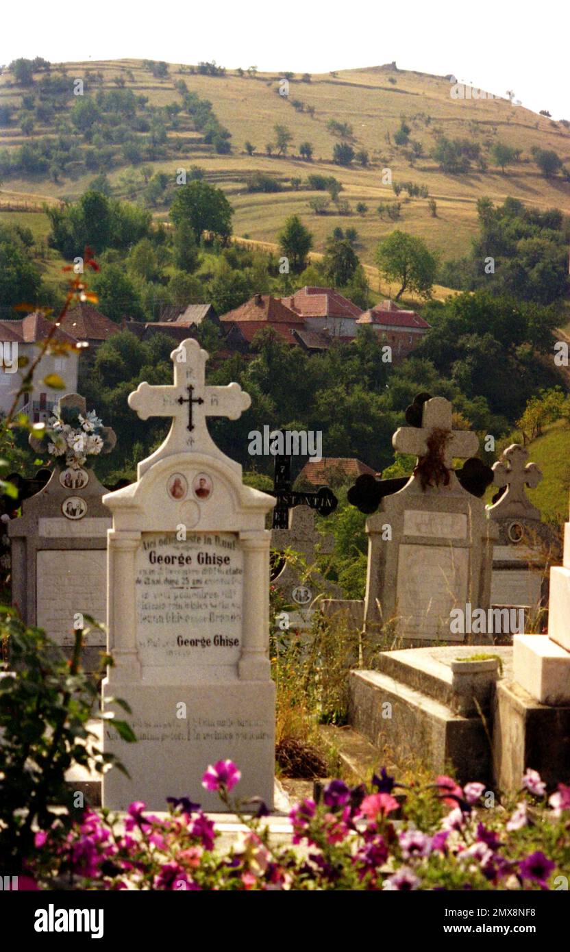Christian Orthodox cemetery in Poiana Sibiului, Sibiu County, Romania ...