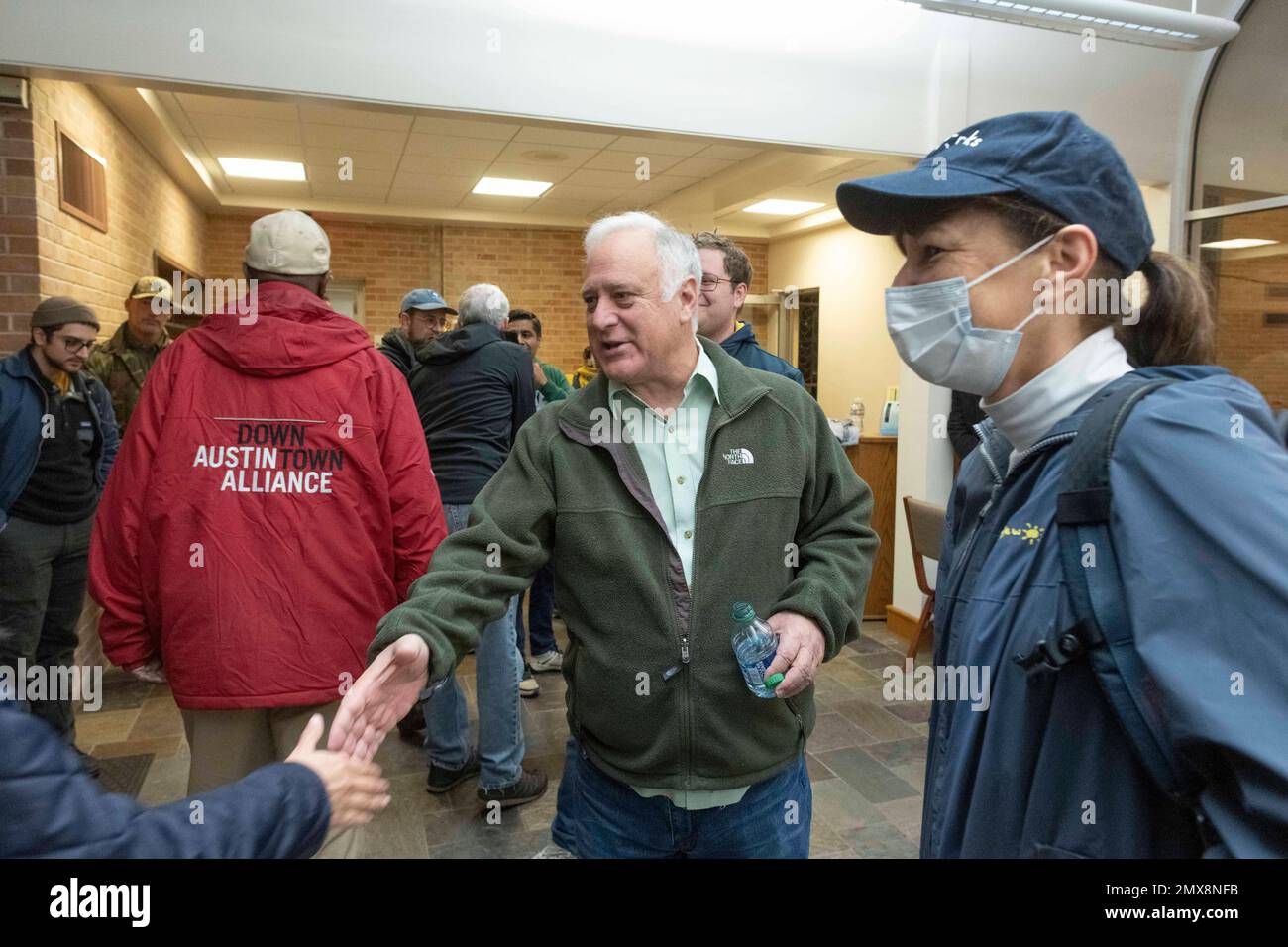 Austin, TX, USA. 28th Jan, 2023. Austin Mayor KIRK WATSON greets a ...