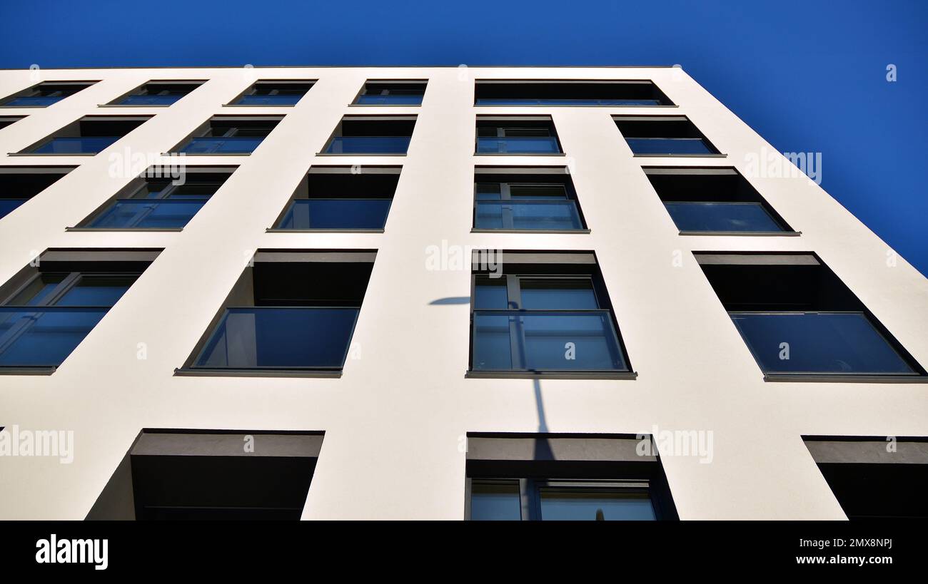 Exterior of a high modern multi-story apartment building - facade ...