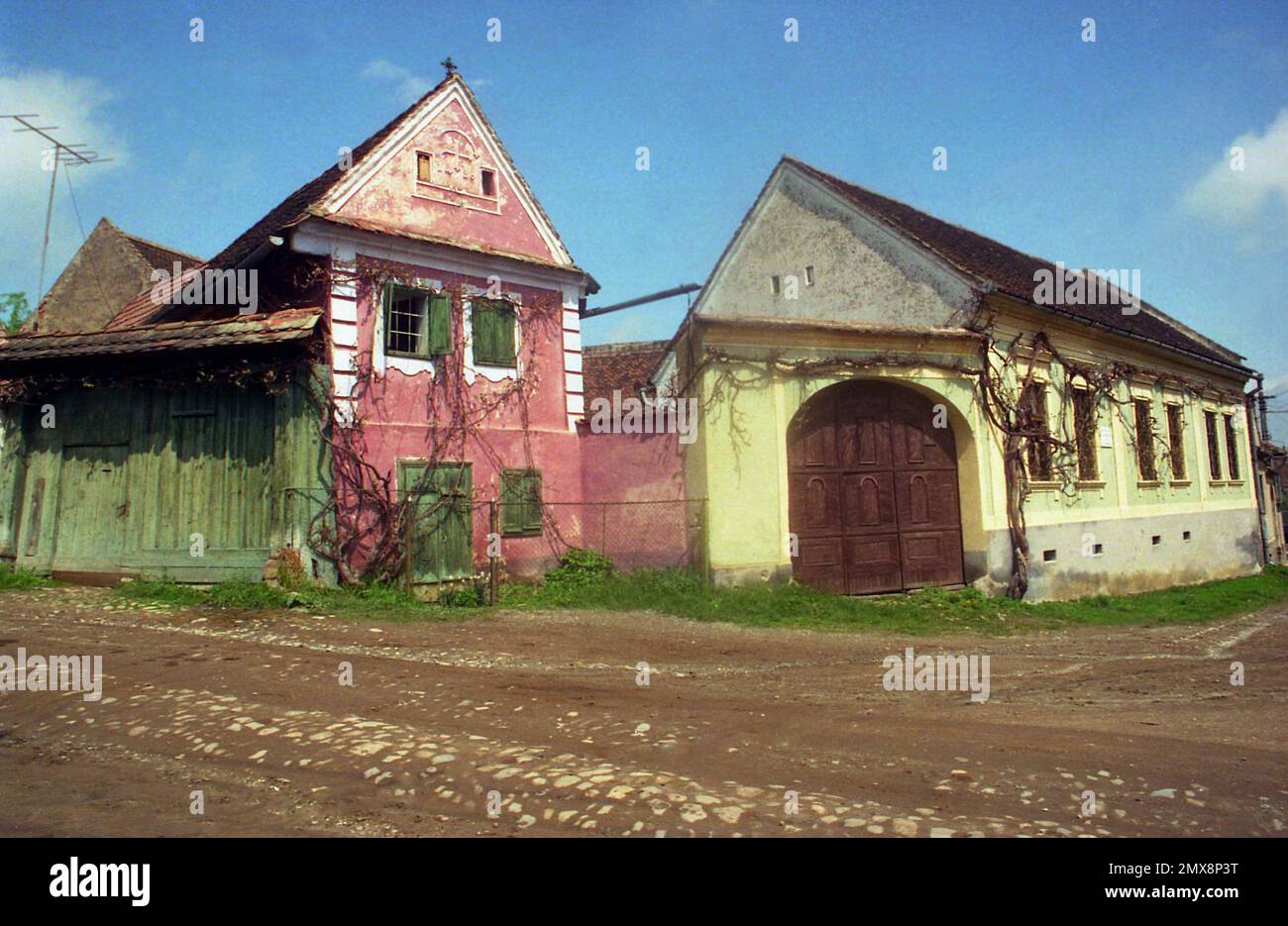 Sibiu County, Romania, 2000. Beautiful traditional 19th century houses ...