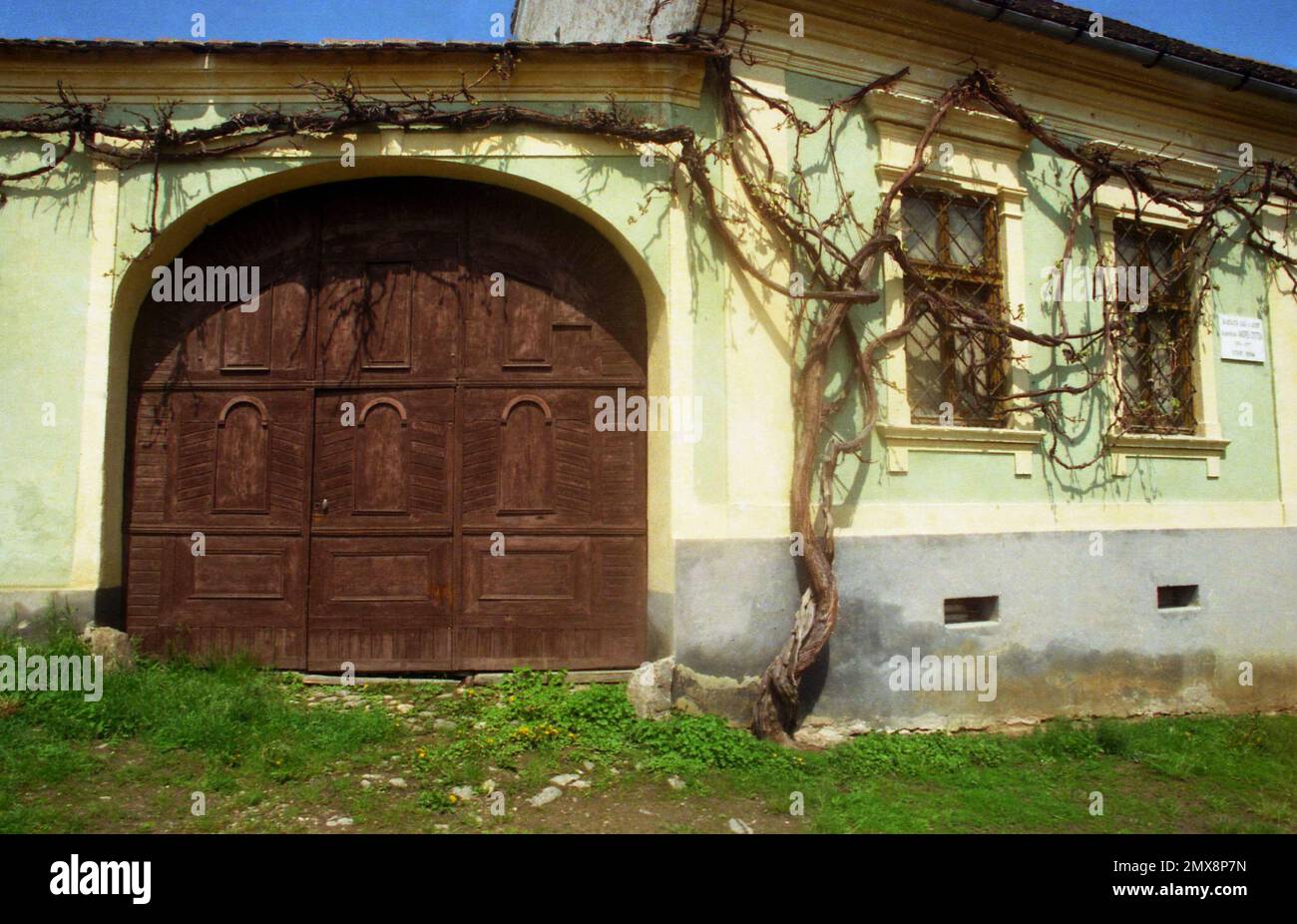 Sibiu County, Romania, 2000. Beautiful facade of a traditional 19th ...
