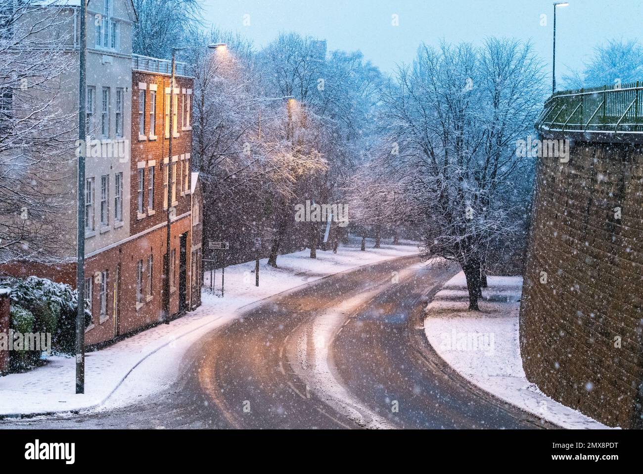 Mill Street, Leek in the snow Stock Photo - Alamy