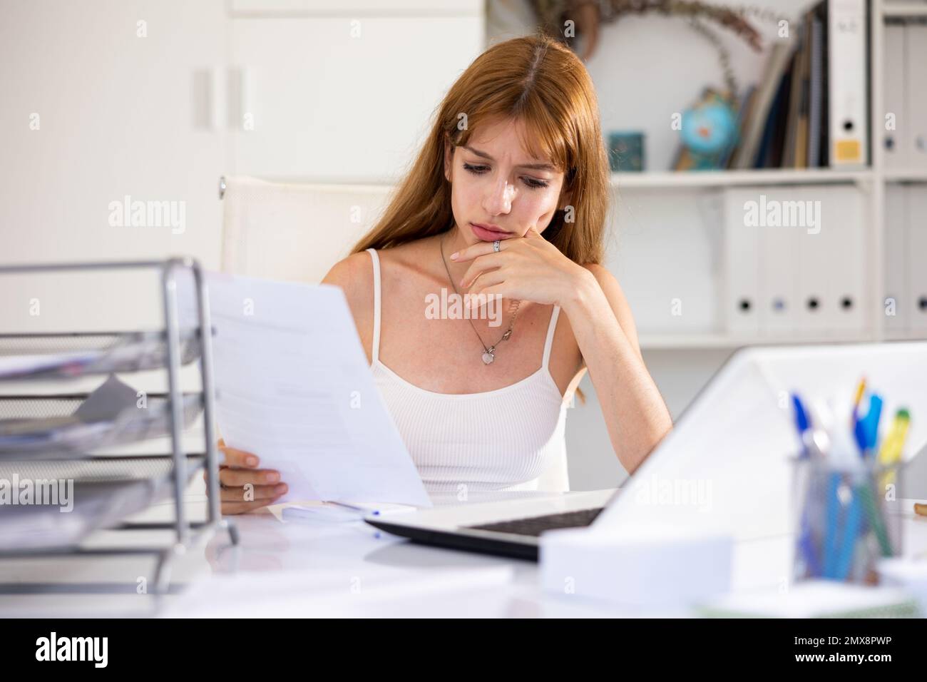 Angry female manager experiencing emotions in modern office Stock Photo ...
