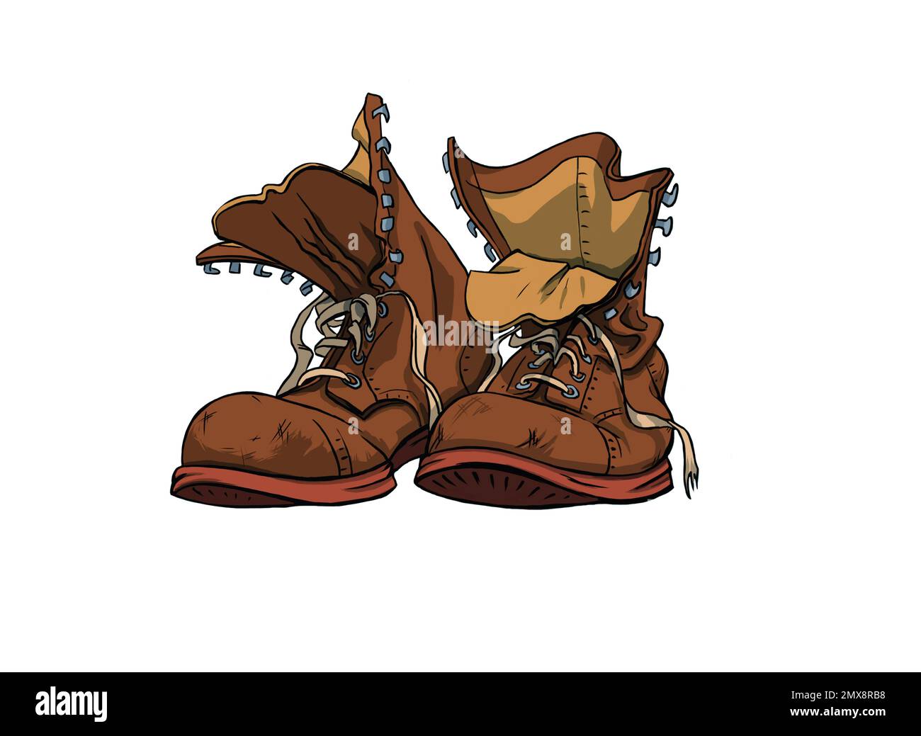 Illustration of old worn shoes. High quality illustration Stock Photo ...
