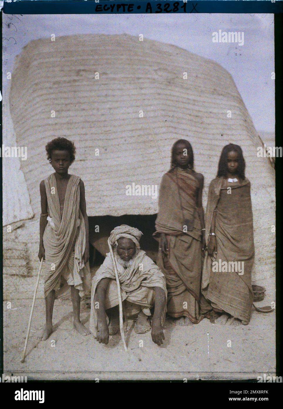 Assouan, Egypt, Africa three children and an old man bishari pose for ...