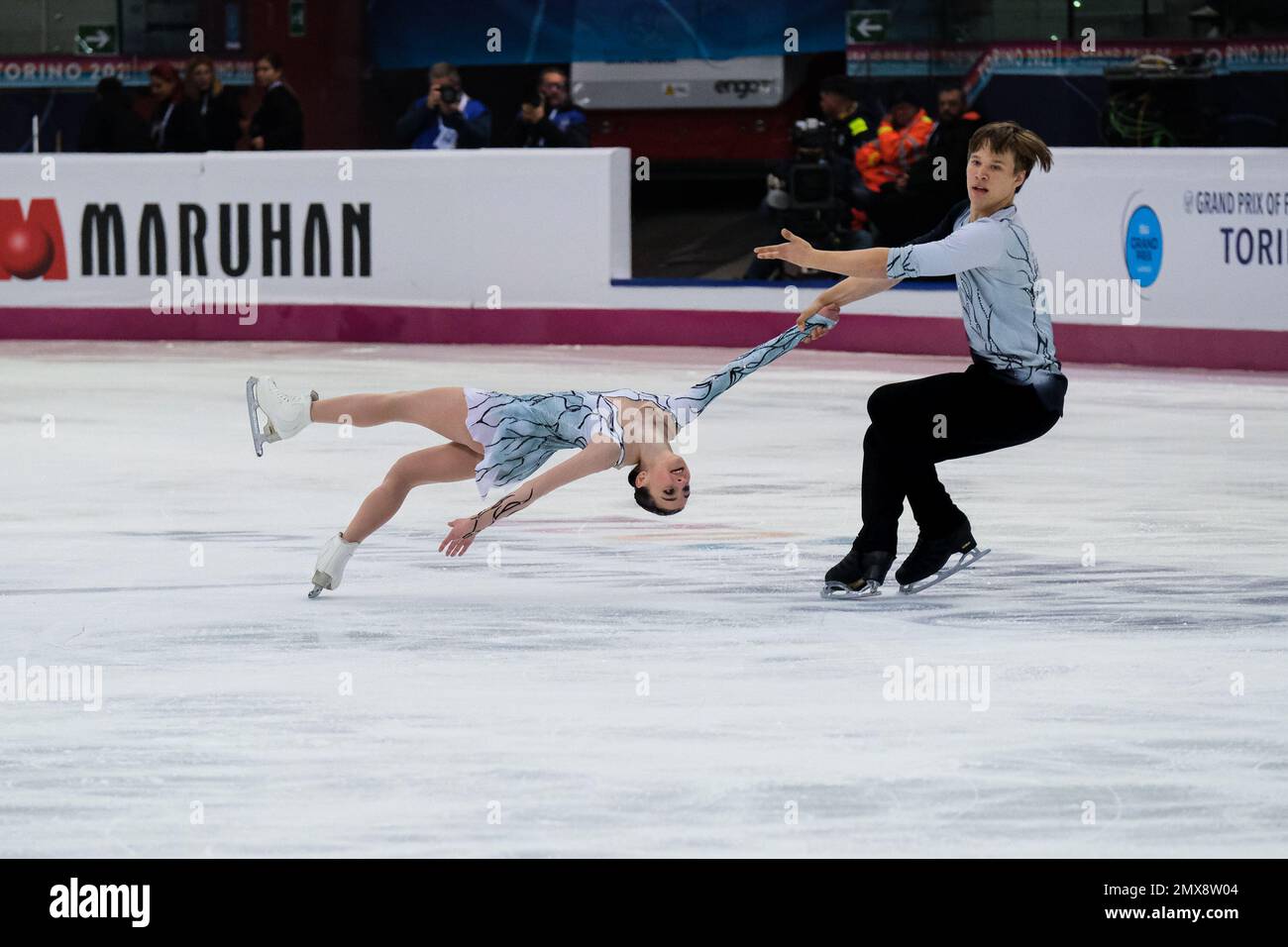 Sophia Baram and Daniel Tioumentsev (USA) perform during the Junior ...