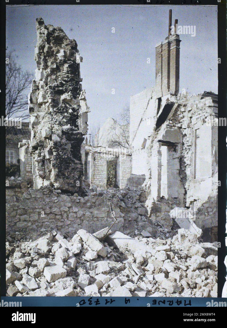 Rear front ruins rear bombing fireplace rubble first world war f hi-res ...