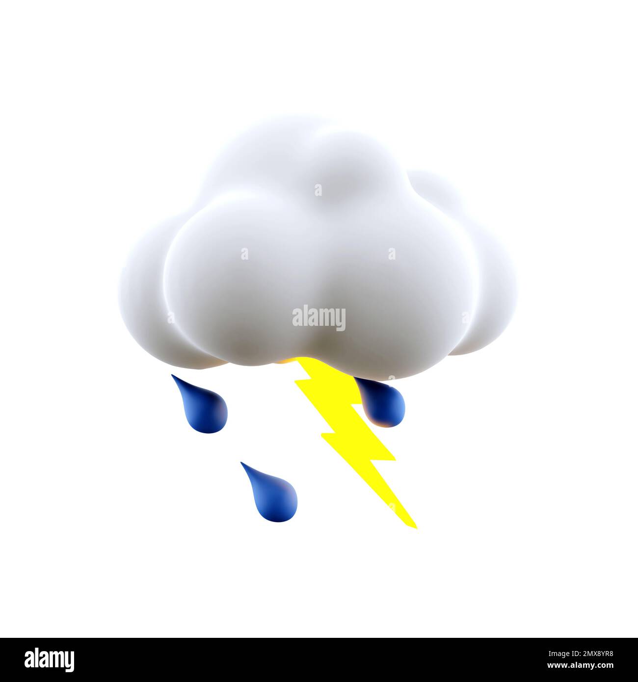 3d rendering rain with thunder and cloud icon. 3d render thunderstorm ...