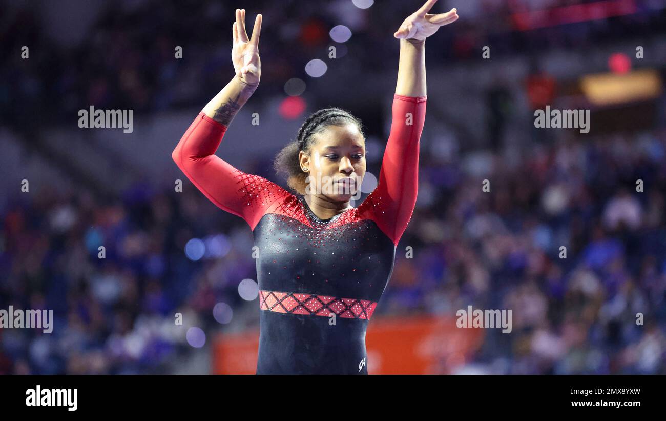 Georgia's Naya Howard competes on the beam during an NCAA gymnastics ...